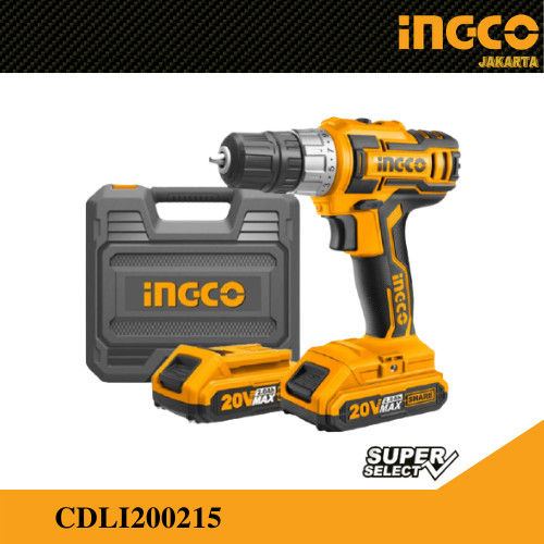 BOR CORDLESS 20V / BOR TANGAN / MESIN BOR BATERAI INGCO CDLI200215 ...