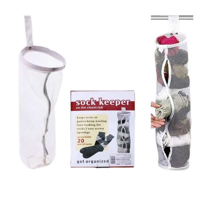CHAINSTORE Inside Cabinet Hanging Clean Sock Organizer Sock Net Hanger ...