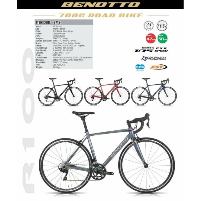 Benotto R100 Full Carbon Road Bike Shimano 105 R7000 2x11Speed | Lazada