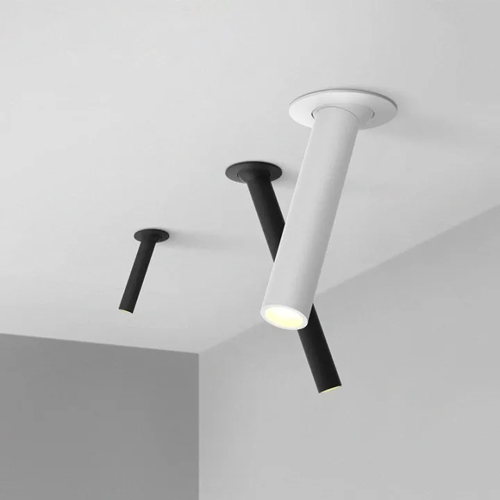 BlackWhite Long Tube Ceiling Recessed LED Spot Lamp Angle Rotatable ...