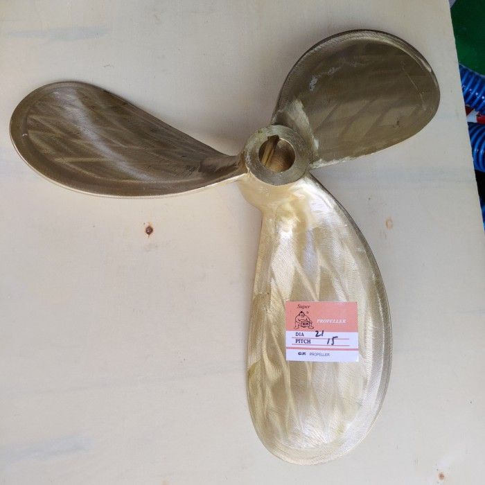 Kipas Kapal Wheel Propeller Kuningan 21 inch 3 daun Panjang lubang As 1 ...