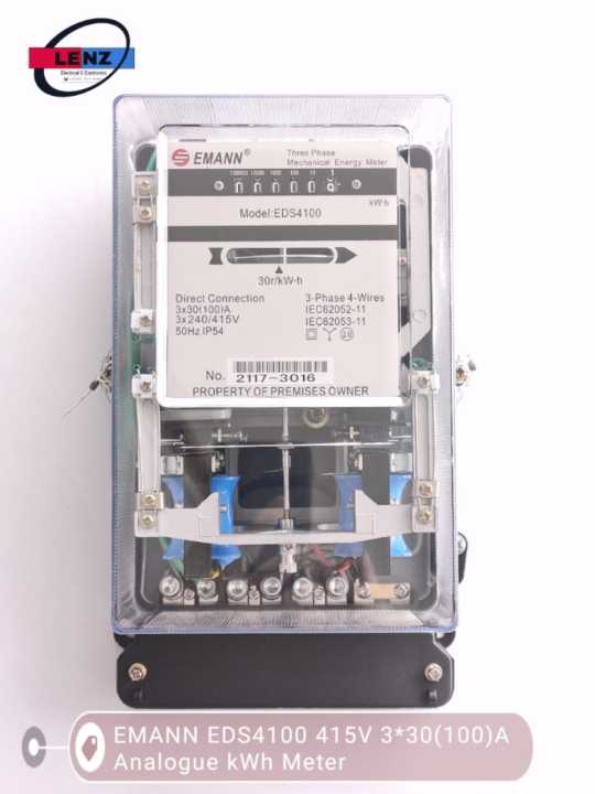 EMANN EDS4100 415V 3*30(100)A Analogue kWh Meter 4wires | Lazada
