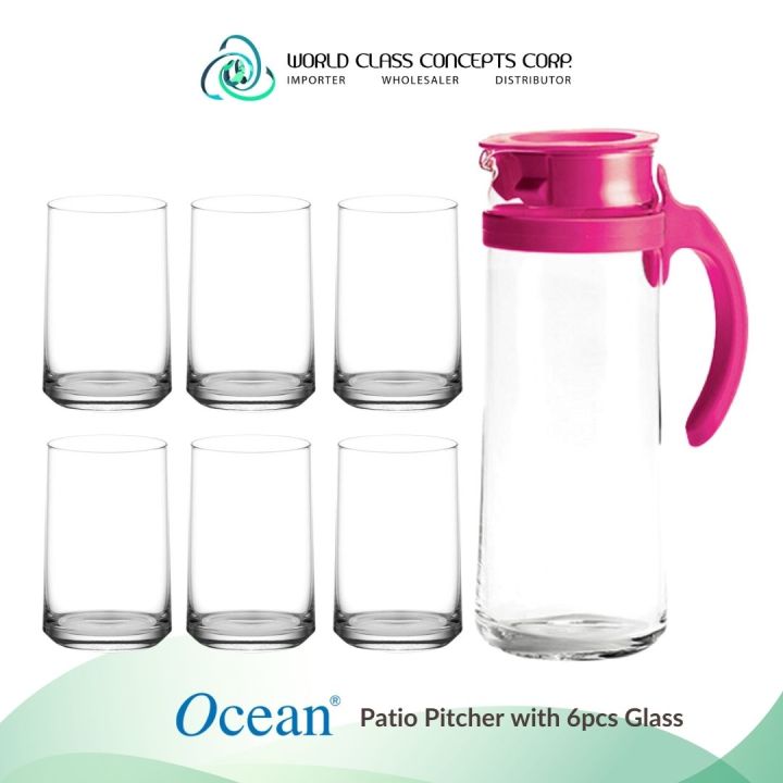Ocean Glassware Blue Patio Glass with Pitcher Water / Juice Drinking ...
