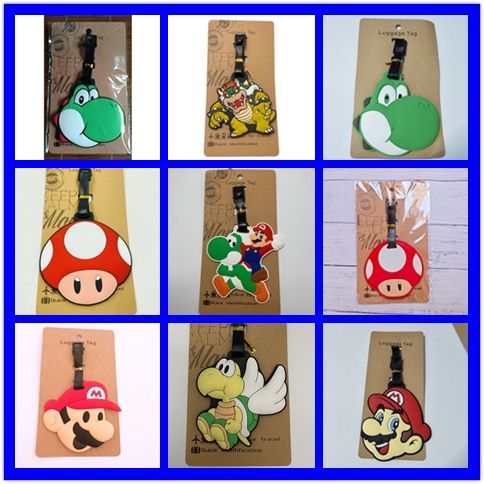 A must-have cartoon luggage tag Super Mario Mario Mushroom Head Luggage ...