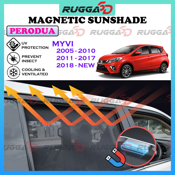 PERODUA Myvi 2005-2010 & 2011-2017 & 2018-New 4pcs Magnetic Sunshade ...