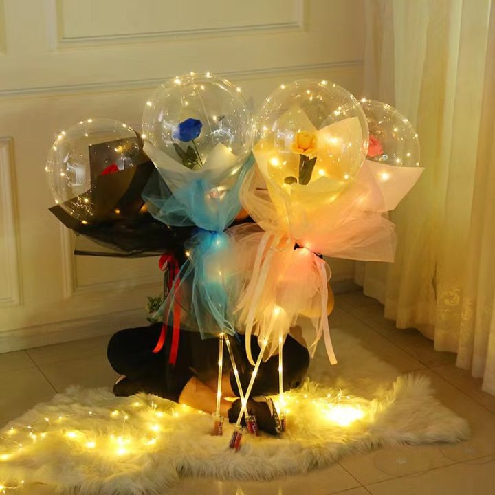 DIY LED Rose Flower Balloon Luminous Balloon Rose Bouquet, Light ...