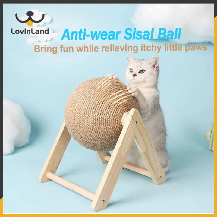 Lovinland Pet Cat Scratcher Toy Kitty Scratching Ball Toy Natural Sisal ...