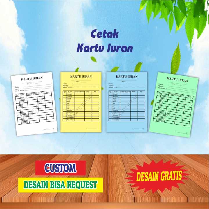 Cetak Kartu Iuran Bulanan SPP Sekolah Infaq Bisa Request Desain ...