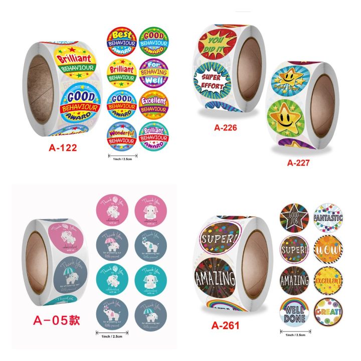 (Fun Toy World ) 500pcs/roll Funny English Kids Reward Stickers ...