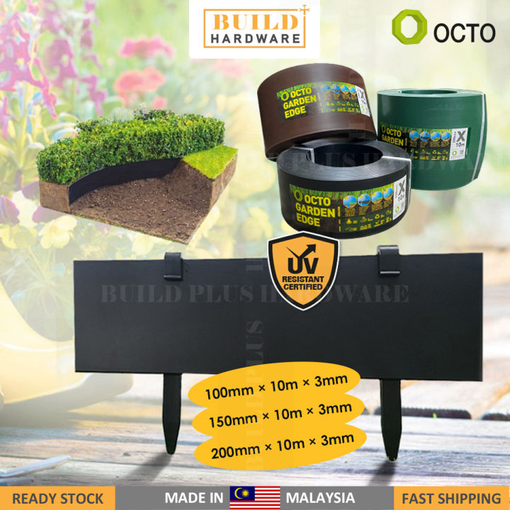 OCTO 100mm/150mm/200mm Garden Lawn Edge (10m x 3mm) UV Resistant ...