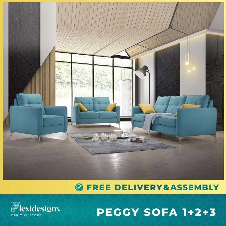 1+2+3 Sofa Fabric Seat Metal legs Super Comfort PEGGY Flexidesignx ...