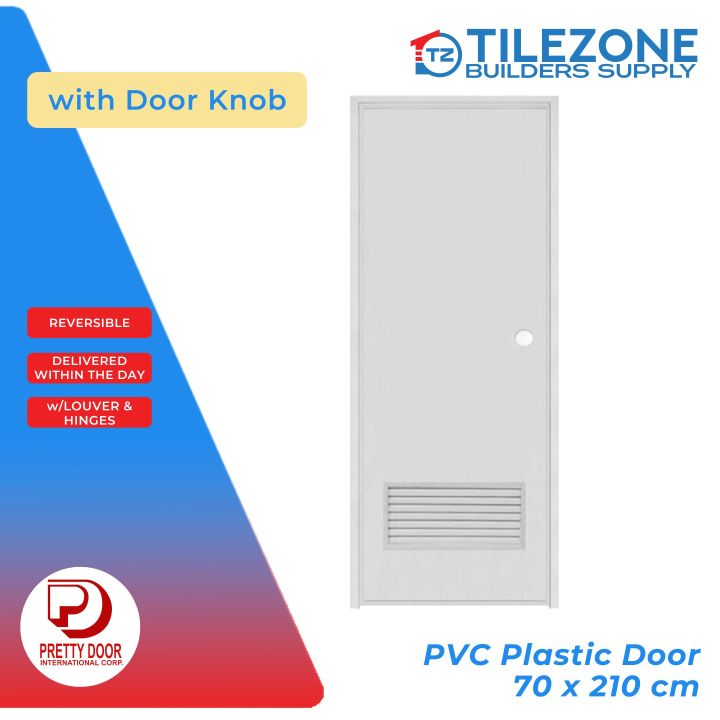 PVC Bathroom Door Set 70x210cm | 80x210cm with Louver, Door Pad, Door Jamb, and Hinges - Ideal ...