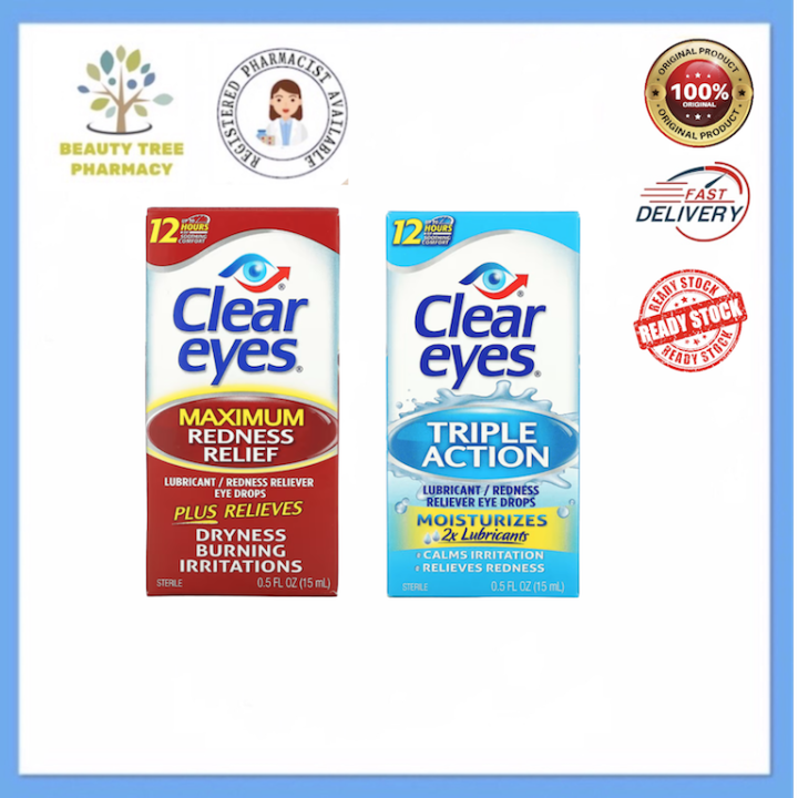 Clear Eyes Maximum Redness Relief / Triple Action Lubricant/Redness ...