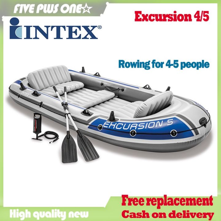INTEX Excursion 45 Thickened 4-5 person Inflatable Boat Fishing Boat ...