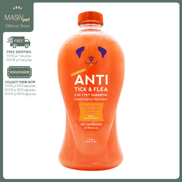The Fur Life Co. Anti Tick & Flea Pet Shampoo 1 Litre 33.8 FI.Oz | Dog ...