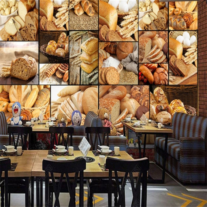 Custom European Style Bakery Bread Mural 3d Coffee Shop Milk Tea ...