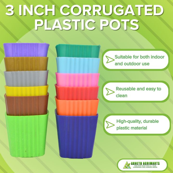 3 INCHES CORRUGATED PLASTIC POTS HIGH QUALITY AND COLORFUL POTS FOR ...