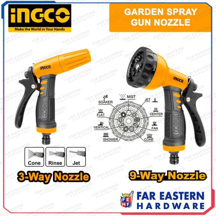 INGCO Garden Adjustable Spray Water Gun Nozzle 3 | 9 Patterns INHT ...