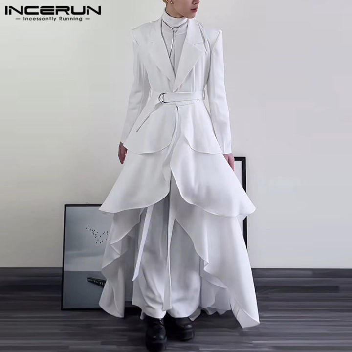 [Perfectly] INCERUN Men's Stylish Long Sleeve Ruffled Edge Party Suits ...