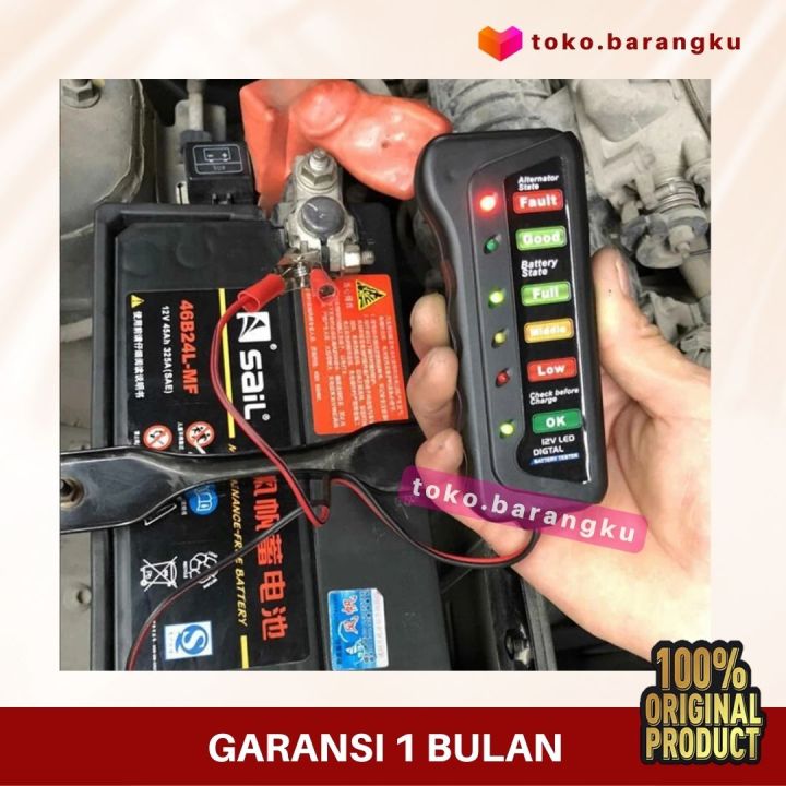 Alat Pengecek Kondisi Aki / Accu Tester Baterai Digital 12V 6 LED ...
