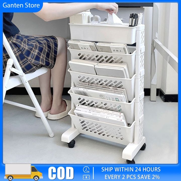 BookShelf Organizer With Wheels Office Multi-functional Moving Book ...