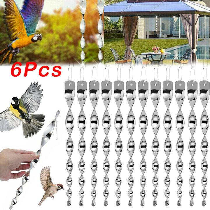 6Pcs Bird Repellent Rotating Rod Hanging Reflective Spiral Deterrent ...