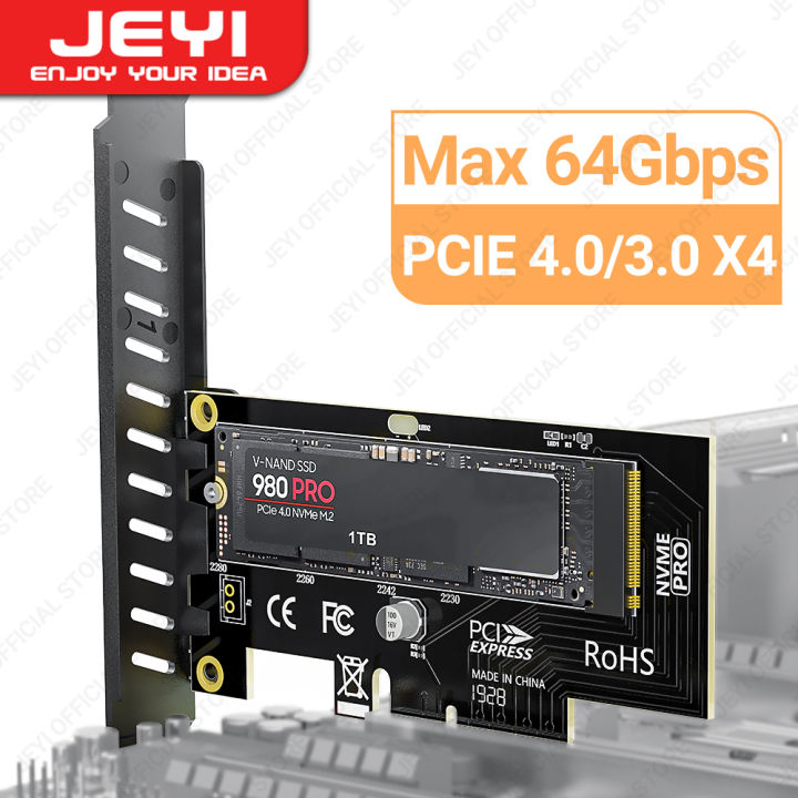 JEYI M.2 NVME การ์ดอะแดปเตอร์4.0สำหรับ PCIe SSD 64Gbps SSD PCIe 4.0 X4สำหรับพีซีตั้งโต๊ะการ์ด ...