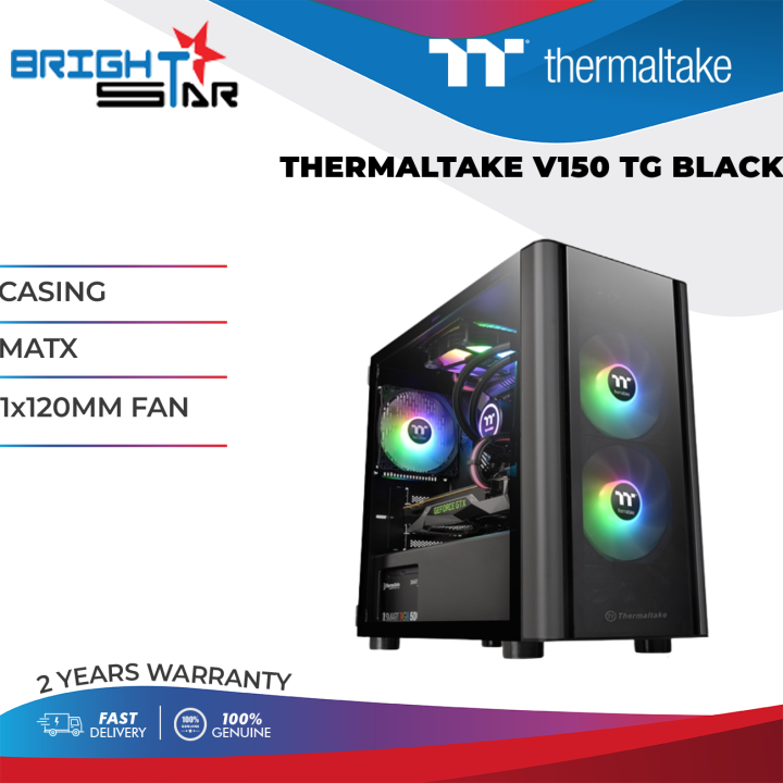 PC CASE / THERMALTAKE V150 TG BLACK / MATX / 1x120MM FAN / 2Y WARRANTY ...