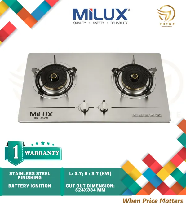 Milux Stainless Steel Built-in Gas Cooker Hob MGH-S633M | Lazada