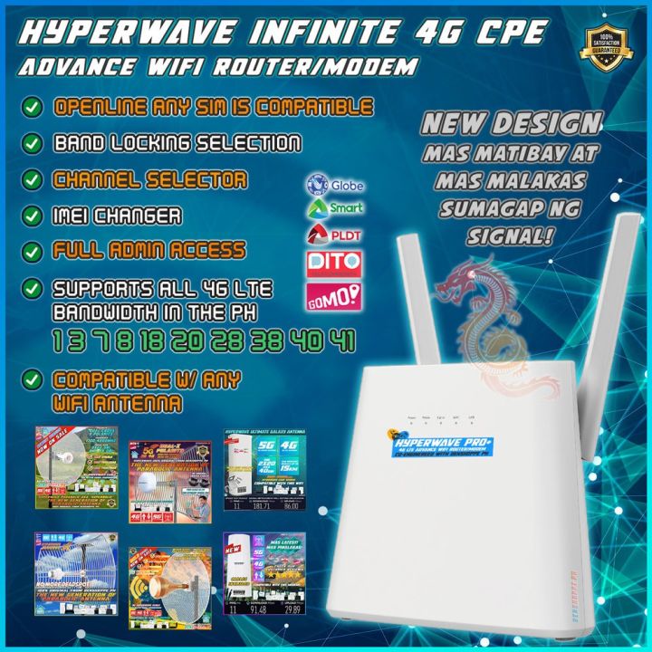 Premium HyperWave WiFi CPE Full admin Router Modem OPENLINE 4G LTE SIM Globe Smart PLDT GOMO ...