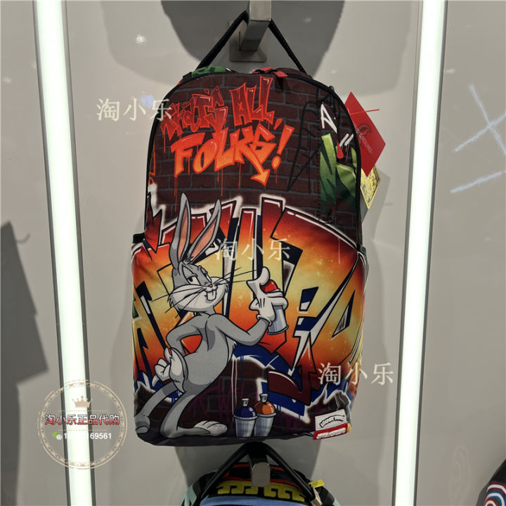 SprayGround counter authentic W0835816/bugs bunny cartoon printed large ...