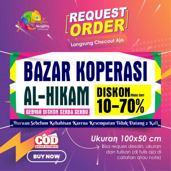 Spanduk Banner 100x50 Bazar Koperasi Custom Desain | Lazada Indonesia