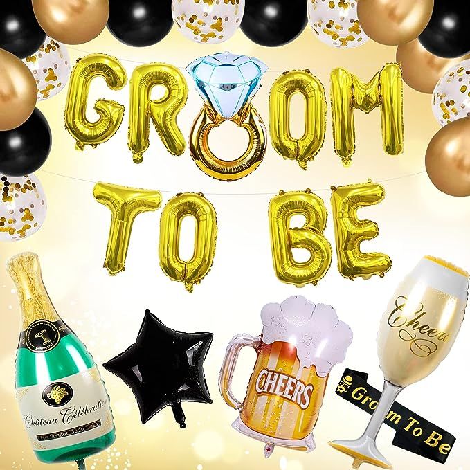 D20 Groom To Be Bachelor Party Decorations for Men Letter Balloon Sash ...