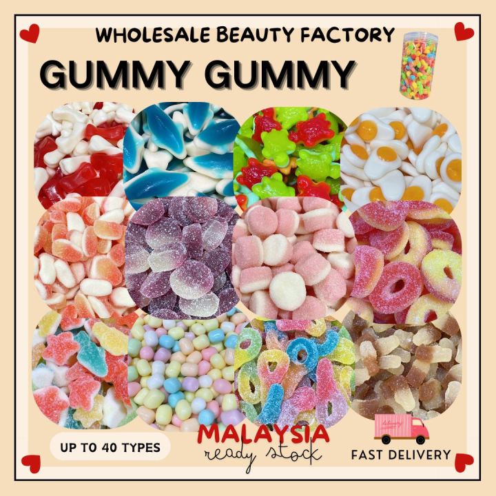 Gummy 50G 100G Jelly Sweets Candy Worm Shaped Bear Shaped Star Shape Watermelon Gummy Jelly Bean ...