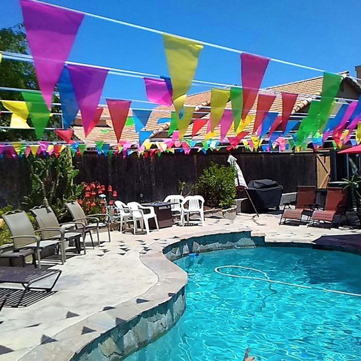 80 Meter Fiesta Flag Multicolor Bunting Triangle Flags Birthday Party ...