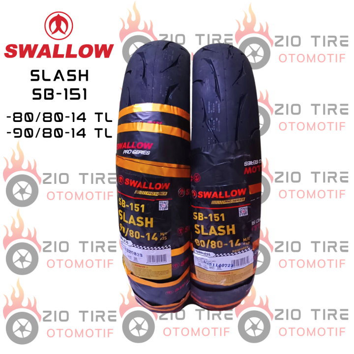BAN LUAR SWALLOW SLASH 80/80-14 & 90/80-14 TUBELESS PRO SERIES SB-151 ...