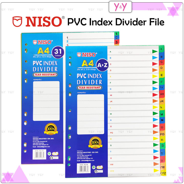 Niso A4 PVC Index Divider File / Document Divider / Paper Divider ...