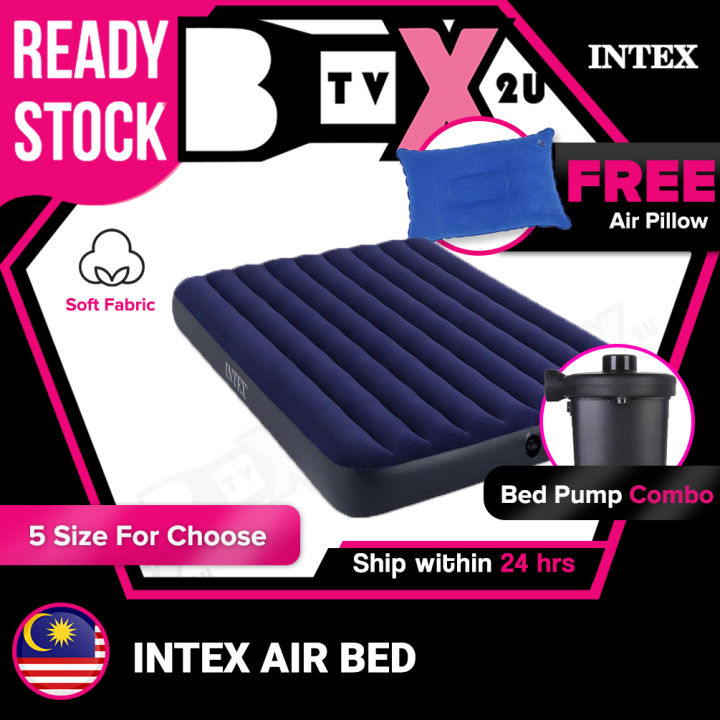 Air Bed INTEX Inflatable 3 Layer Midnight Green (25cm) [Free Air pillow Camping} | Lazada