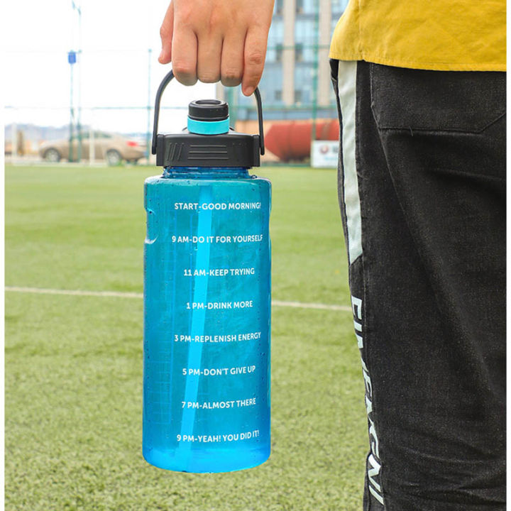 2 Color 2000ml with Reminder Time Water Bottle Tumbler with Straw Scale Big Bottle 2 Liter 2L ...