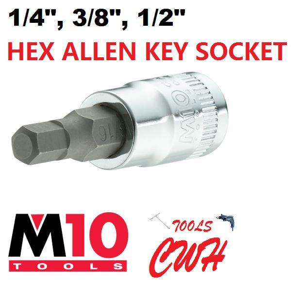 MM INCHES M10 HEXAGON HEX ALLEN KEY SOCKET RACHET L T HANDLE DRIVER CWH ...