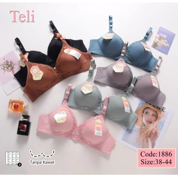 Terlaris Di DKI Jakarta Bra Bh Busa Tanpa Kawat TELI 1886 Cup Standar Kait 3 Ukuran 38-40-42-44 ...