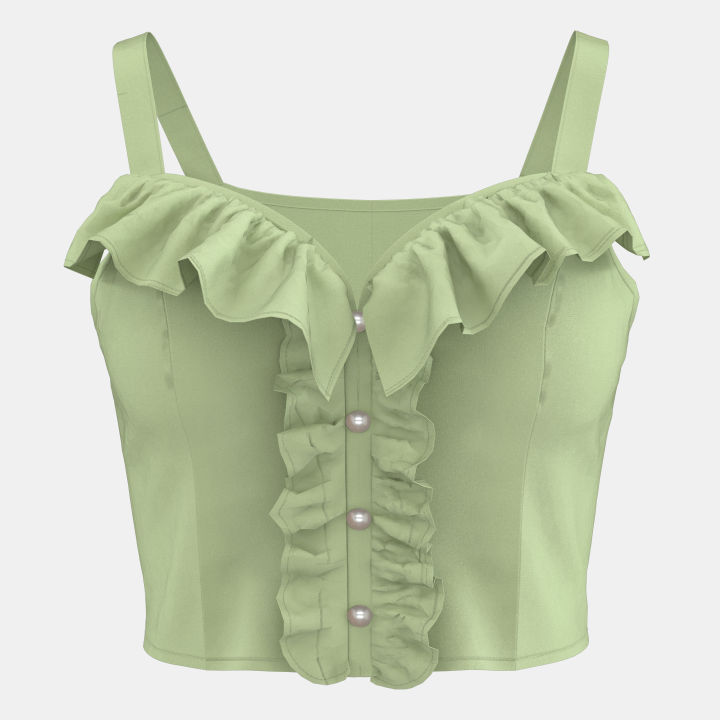 Closet Crush Green matcha thick strap ruffled tank top | Lazada PH