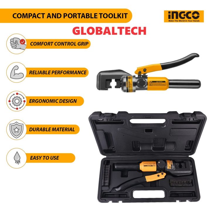 INGCO HHCT0170 HYDRAULIC CRIMPING TOOLS 70MM 45KN TANG PRESS SKUN 70MM ...