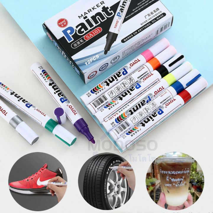(พร้อมส่ง) ปากกาเขียนยาง TOYO Paint ปากกา อเนกประสงค์ ปากกาเขียนล้อ ปาก ...