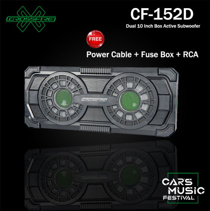 CROSSFIRE AM152D 2 X 10 INCH ULTRA SLIM ACTIVE SUBWOOFER WITH BUILT IN ...