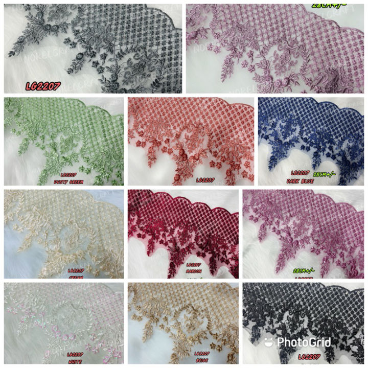 LG2207[1METER]TRIMMING SEQUINS BORDER LACE/RENDA BAJU LEBAR/RENDA BUNGA ...