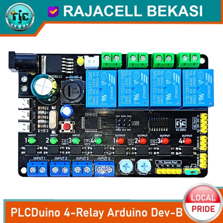 PLCDuino Uno 4i4o Sistem Atmega328 Arduinoo Relay Control PLC Outseal Programmable Logic ...