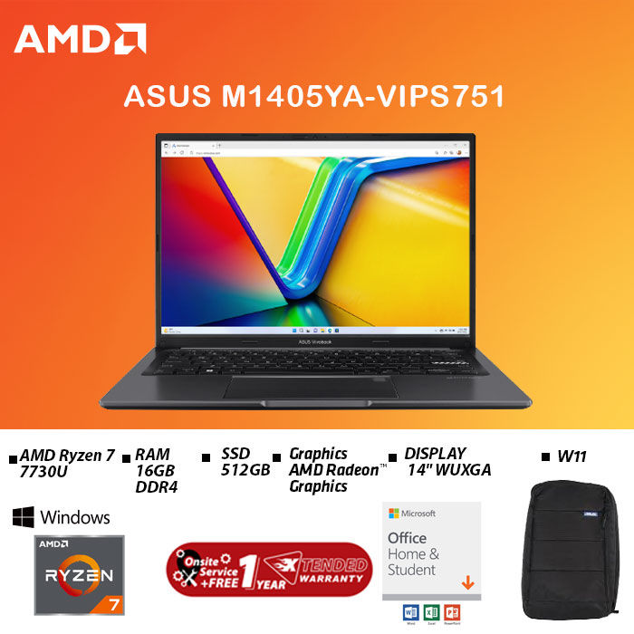 ASUS VIVOBOOK 14 M1405YA-VIPS751 14" R7-7730U RAM 16GB ROM 512GB SSD ...