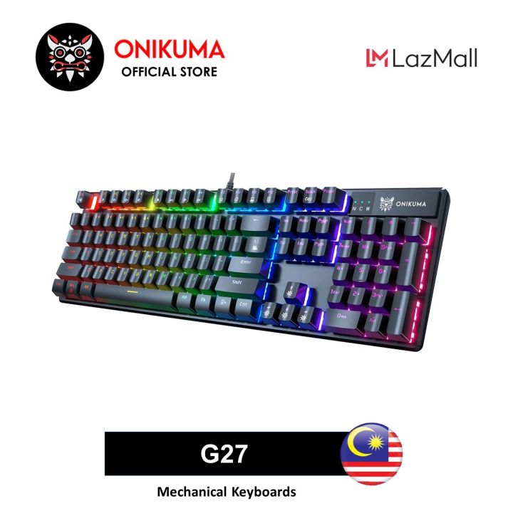 ONIKUMA G27 104-Key USB Wired Blue Switch Mechanical Keyboard RGB ...
