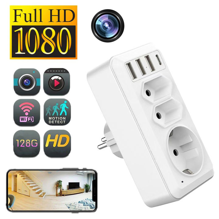 3Tech mall HD 1080P WiFi Mini Camera Wall Outlet EU Plug Socket ...
